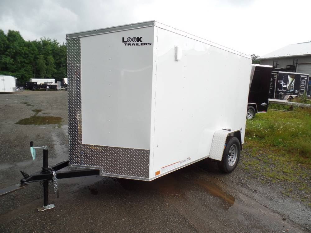 6X10 Slope V Nose, Enclosed Cargo Trailer, 2,990 GVWR, Ramp Door, White ...