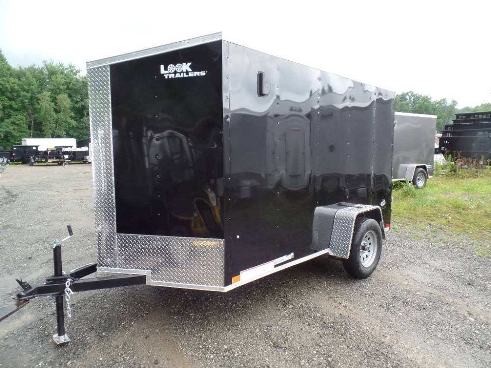 6X10 Slope V Nose, Enclosed Cargo Trailer, 2,990 GVWR, Ramp Door, Black ...