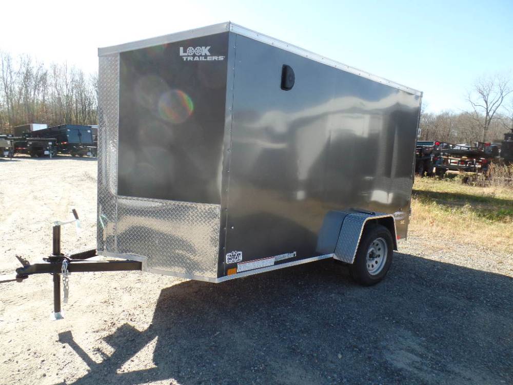 6X12 Enclosed Cargo Trailer, Charcoal Gray , with Ramp Door #104181 ...