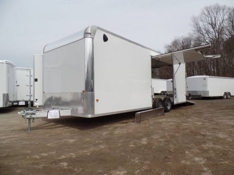 EXAMPLE / 8.5X24 WHITE, Aluminum Frame Enclosed Car Trailer with Big ...