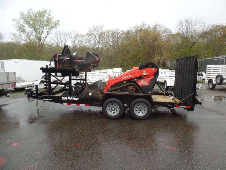 Equipment Trailer, Mini Excavator Trailer with Implement Rack, carry ...