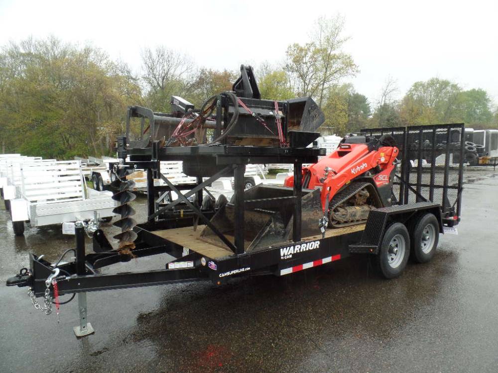 Equipment Trailer, Mini Excavator Trailer with Implement Rack, carry ...