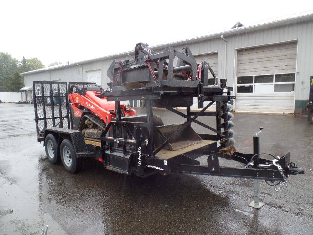 Equipment Trailer, Mini Excavator Trailer with Implement Rack, carry ...