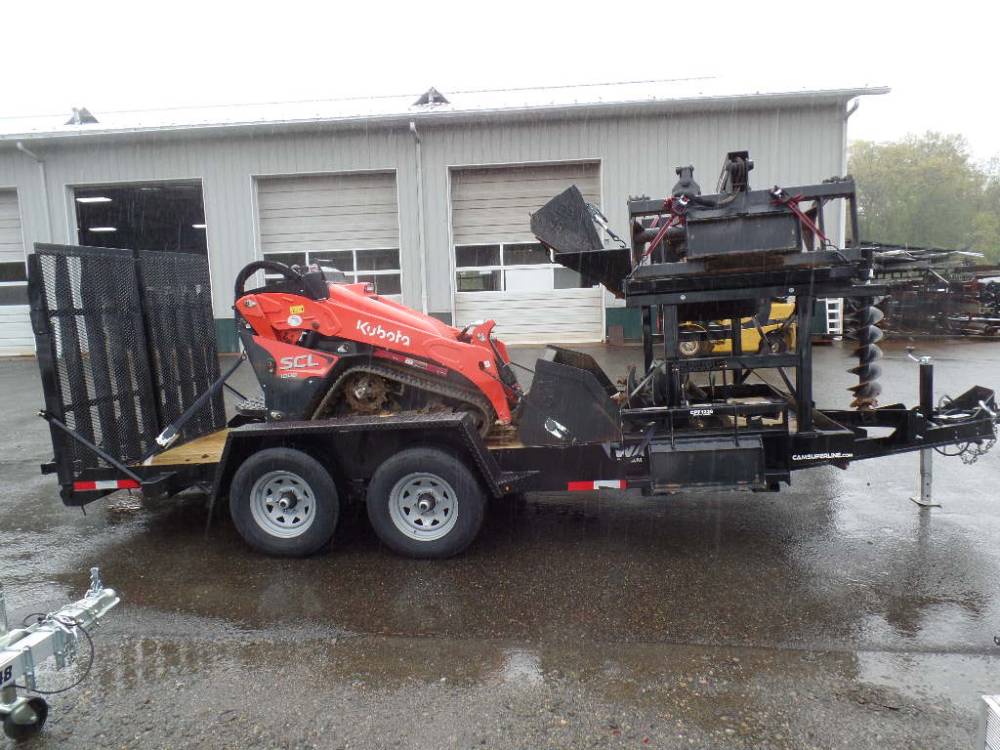 Equipment Trailer, Mini Excavator Trailer with Implement Rack, carry ...
