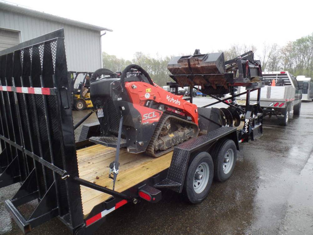Equipment Trailer, Mini Excavator Trailer with Implement Rack, carry ...