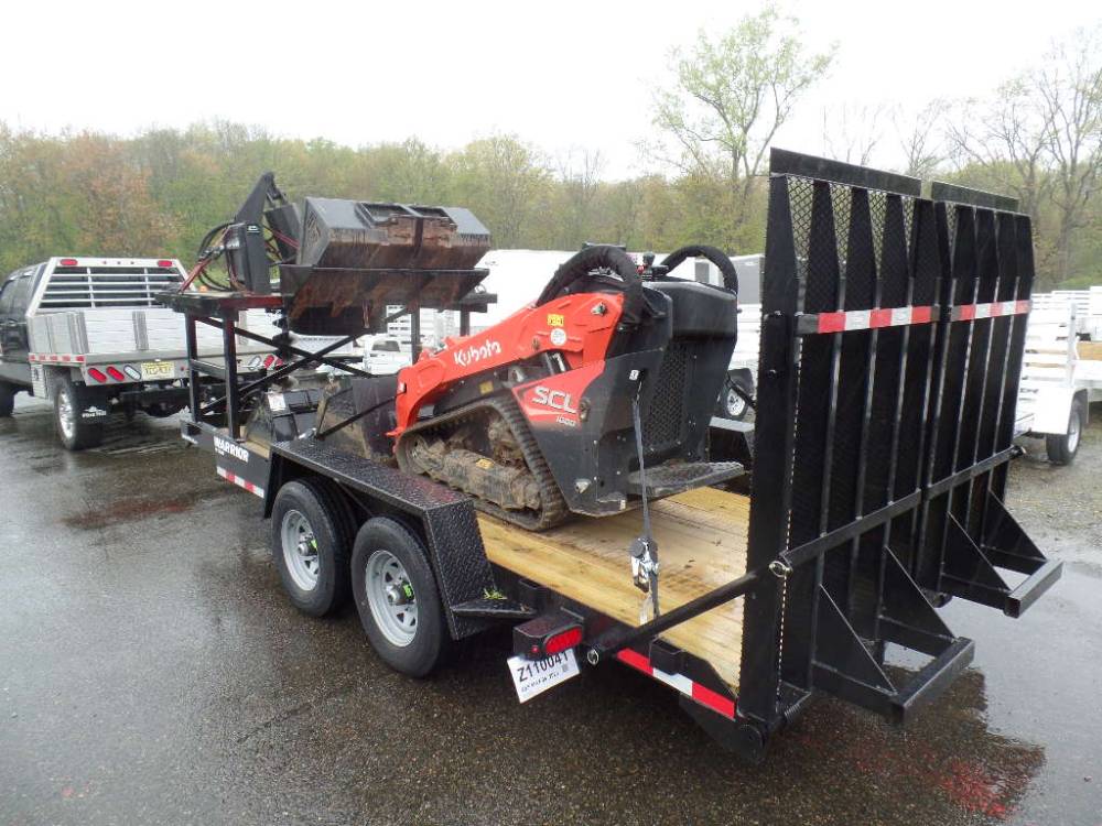 Equipment Trailer, Mini Excavator Trailer with Implement Rack, carry ...