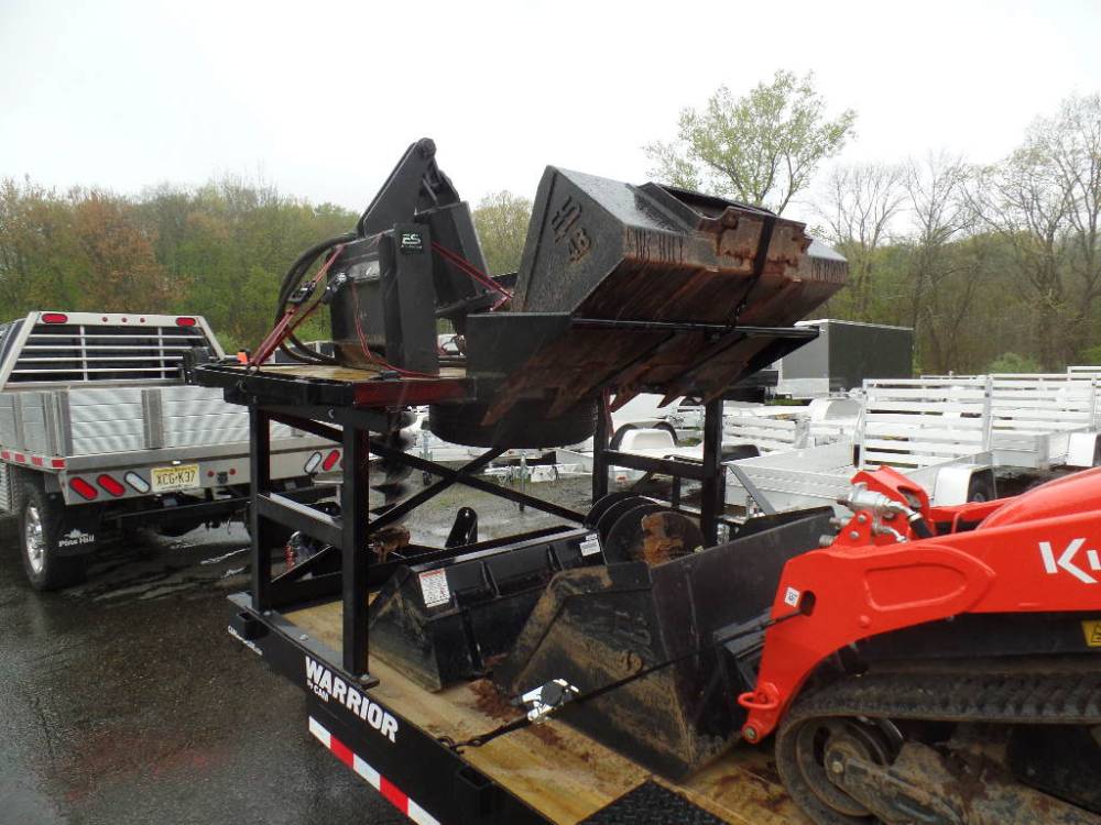 Equipment Trailer, Mini Excavator Trailer with Implement Rack, carry ...