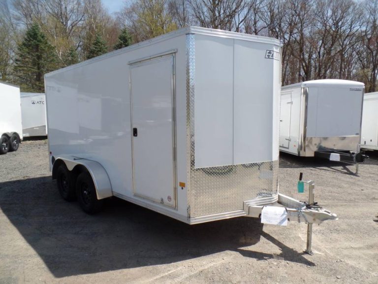 ALCOM BRAND 7X14 Enclosed Trailer, Aluminum Frame, extra light only 1,480 lbs. empty weight ...